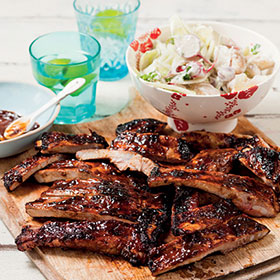 Sticky pork ribs with potato salad | Woolworths.co.za