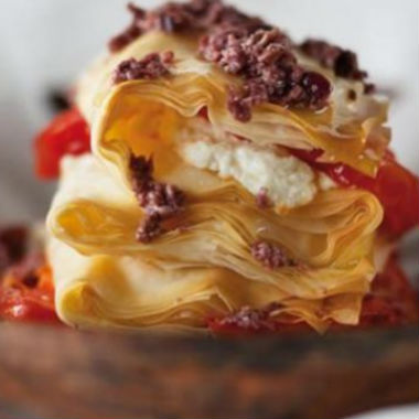 Goat’s cheese phyllo stack with crushed olives | Woolworths.co.za