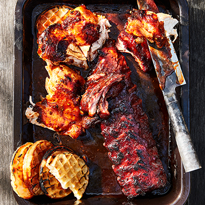 Sticky Ribs with Braaied Waffles | Woolworths.co.za