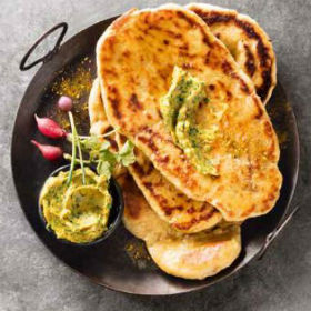 Homemade naan breads with a curry coriander garlic butter | Woolworths ...