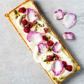 Pistachio and raspberry tart with rose water cream | Woolworths.co.za