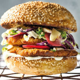 Pork schnitzel and pineapple slaw burger | Woolworths.co.za