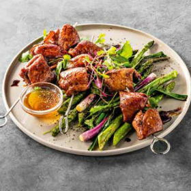 Honey and soy glazed chicken with asparagus and spring onion ...