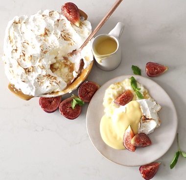 Sago pudding with lemony meringue and custard | Woolworths.co.za