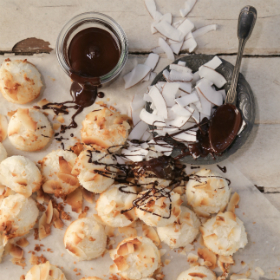 Simple coconut, lemon and dark chocolate macaroons | Woolworths.co.za